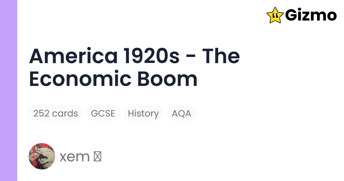 America 1920s - the Economic Boom | Flashcards