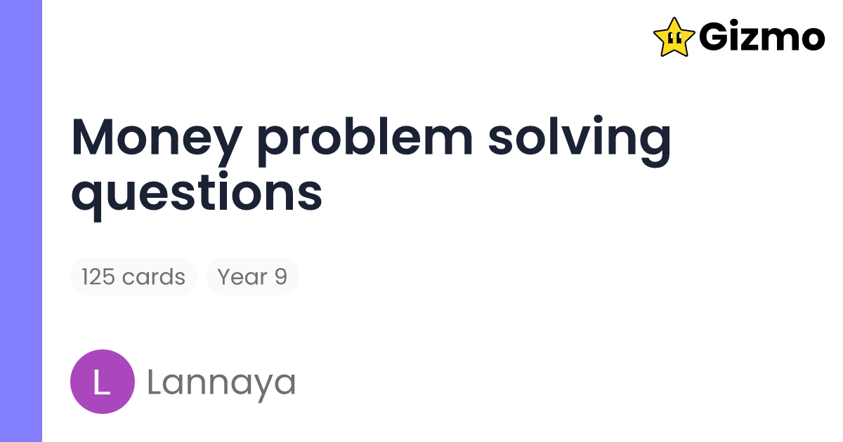 Money Problem Solving Questions | Flashcards