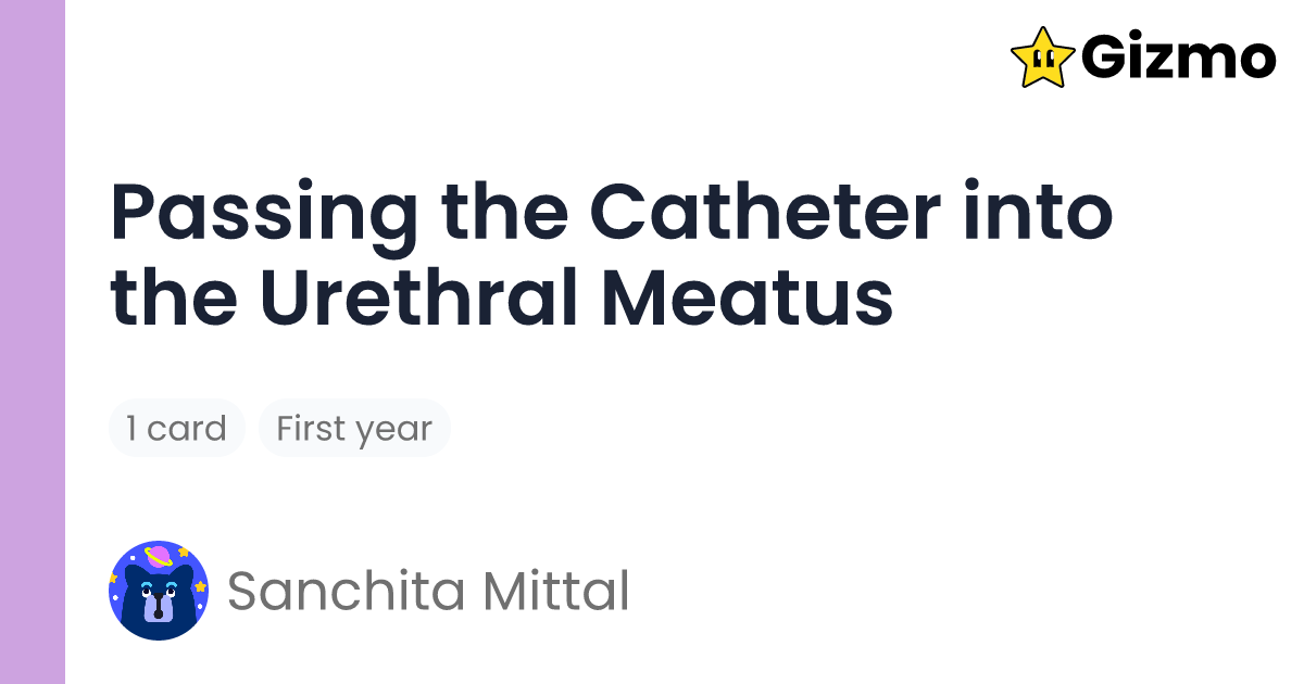 Passing the Catheter Into the Urethral Meatus | Flashcards