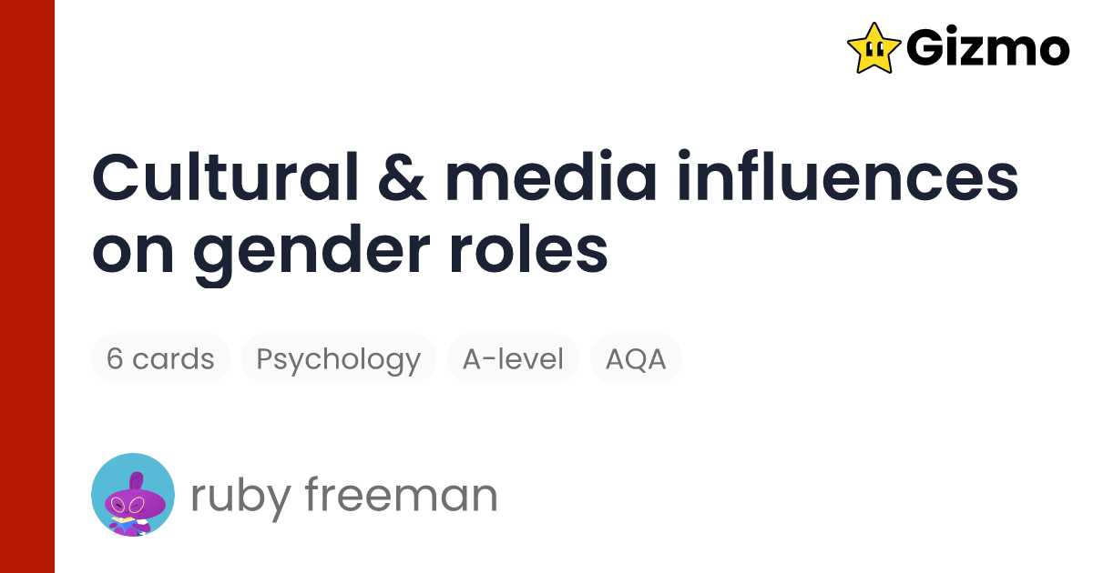 Cultural & Media Influences on Gender Roles | Flashcards