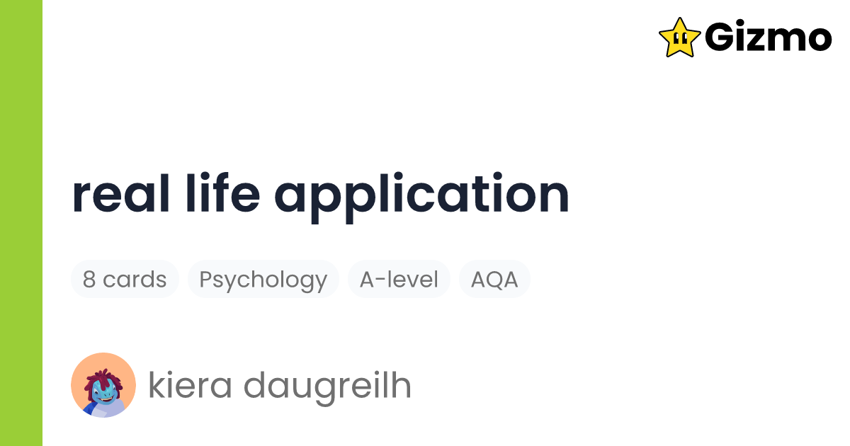 Real Life Application | Flashcards