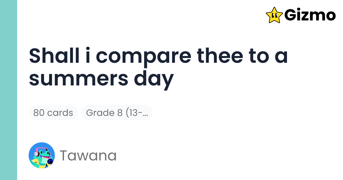 Shall I Compare Thee to a Summers Day | Flashcards