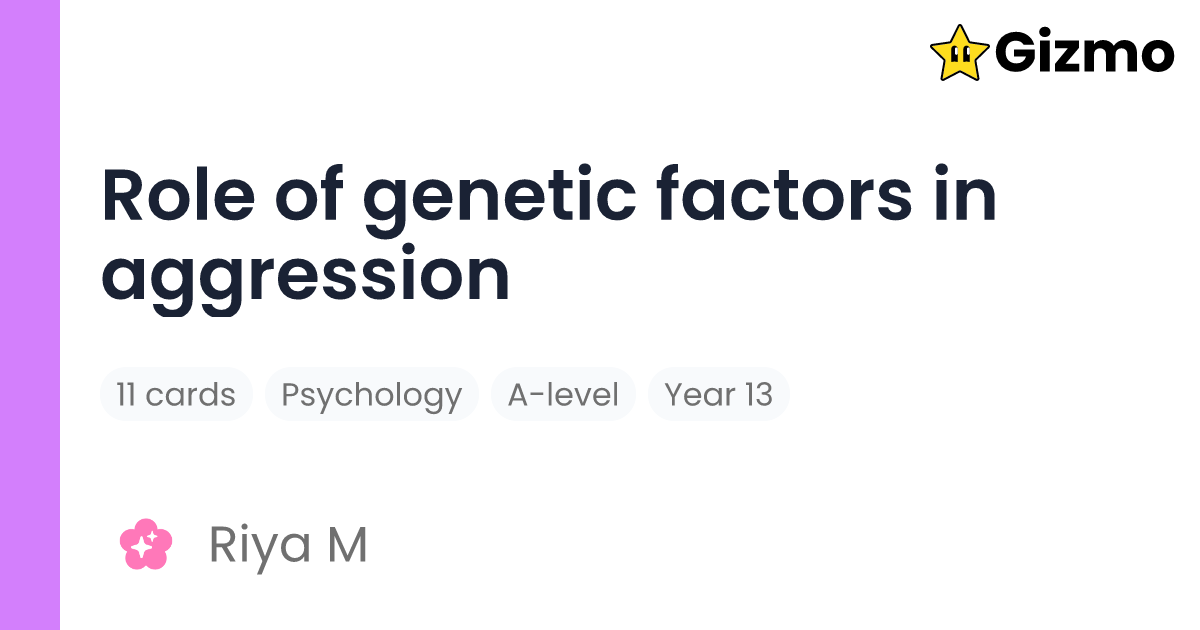 Role Of Genetic Factors in Aggression | Flashcards