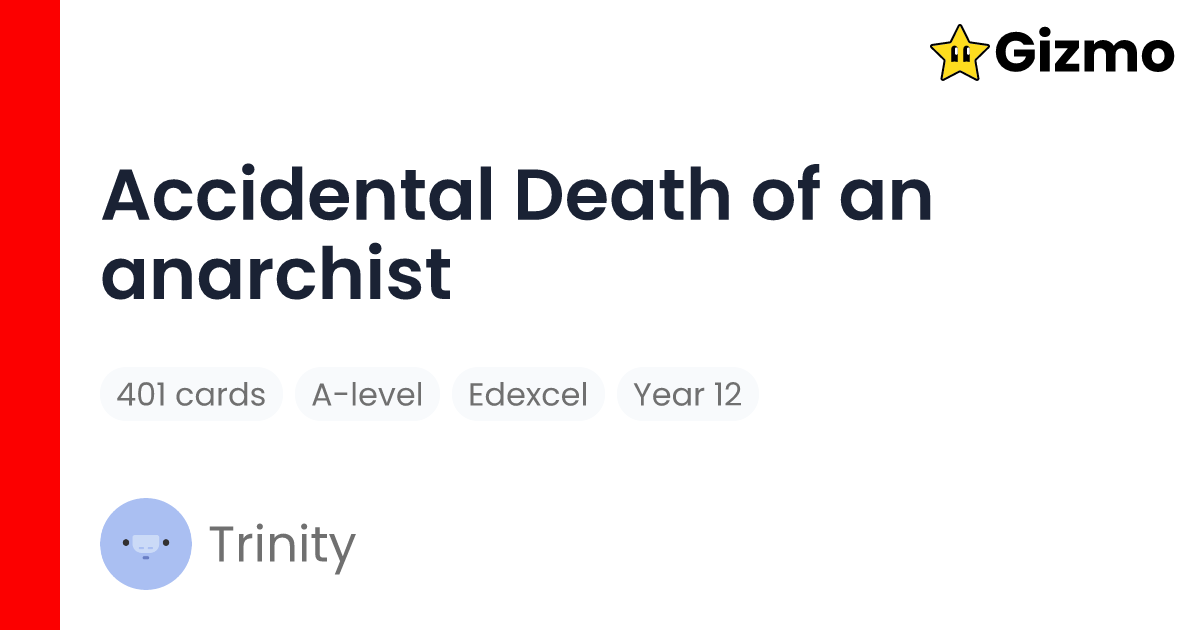 Accidental Death Of an Anarchist | Flashcards