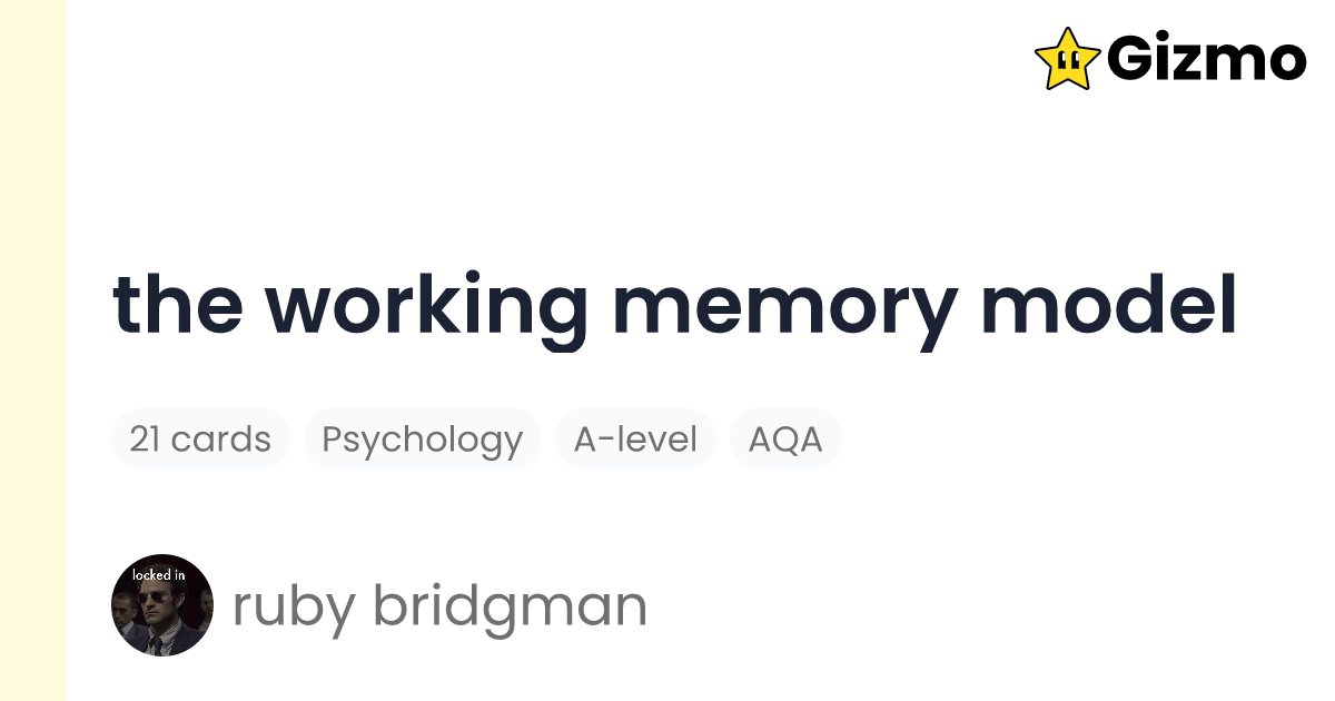 The Working Memory Model | Flashcards