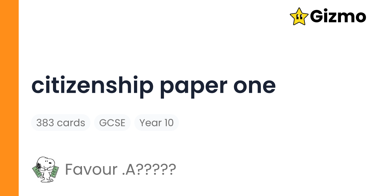 Citizenship Paper One | Flashcards