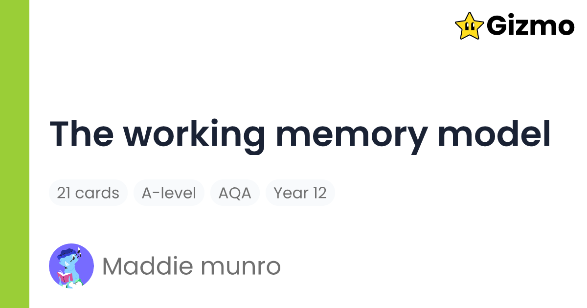 The Working Memory Model | Flashcards