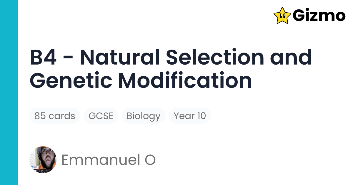 B4 - Natural Selection and Genetic Modification | Flashcards
