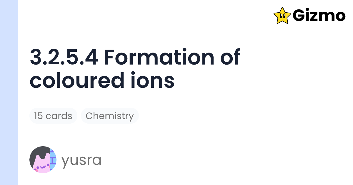 3.2.5.4 Formation Of Coloured Ions | Flashcards