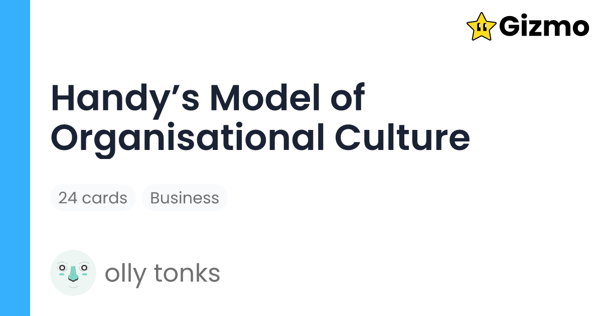 Handy’s Model Of Organisational Culture | Flashcards