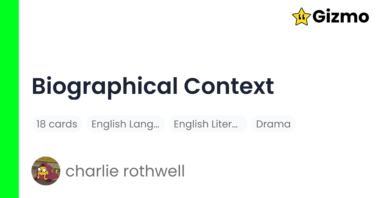 Biographical Context | Flashcards