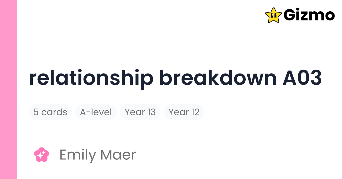 Relationship Breakdown A03 | Flashcards