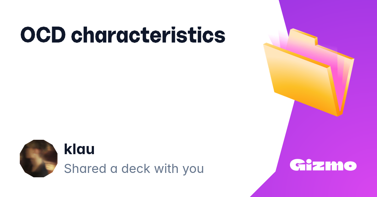 Ocd Characteristics | Flashcards