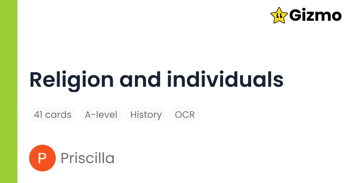 Religion and Individuals | Flashcards
