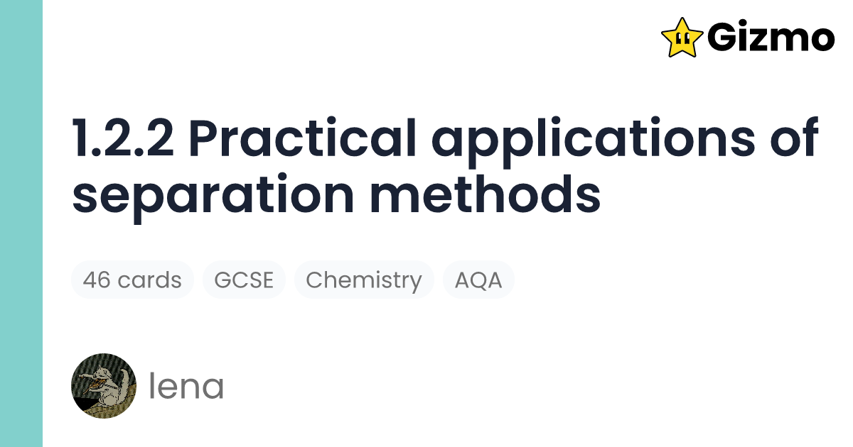 1.2.2 Practical Applications Of Separation Methods | Flashcards