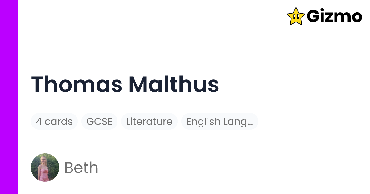 Thomas Malthus | Flashcards