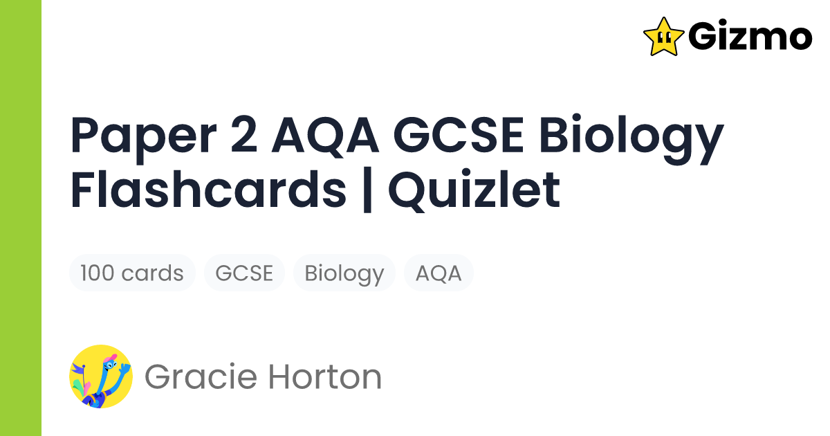 Paper 2 Aqa Gcse Biology | Flashcards