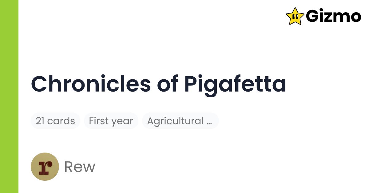 Chronicles Of Pigafetta | Flashcards