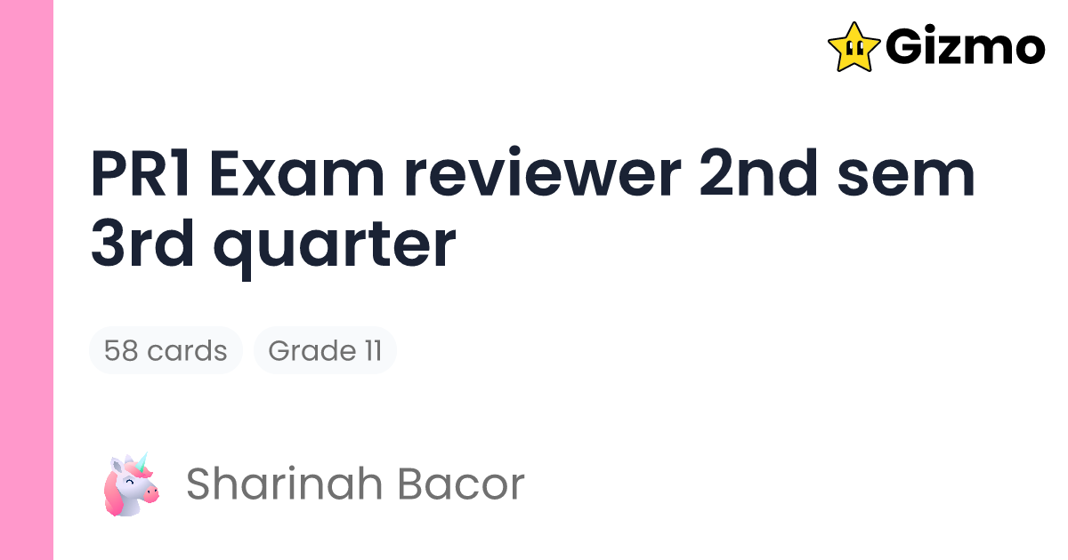 Pr1 Exam Reviewer 2nd Sem 3rd Quarter | Flashcards