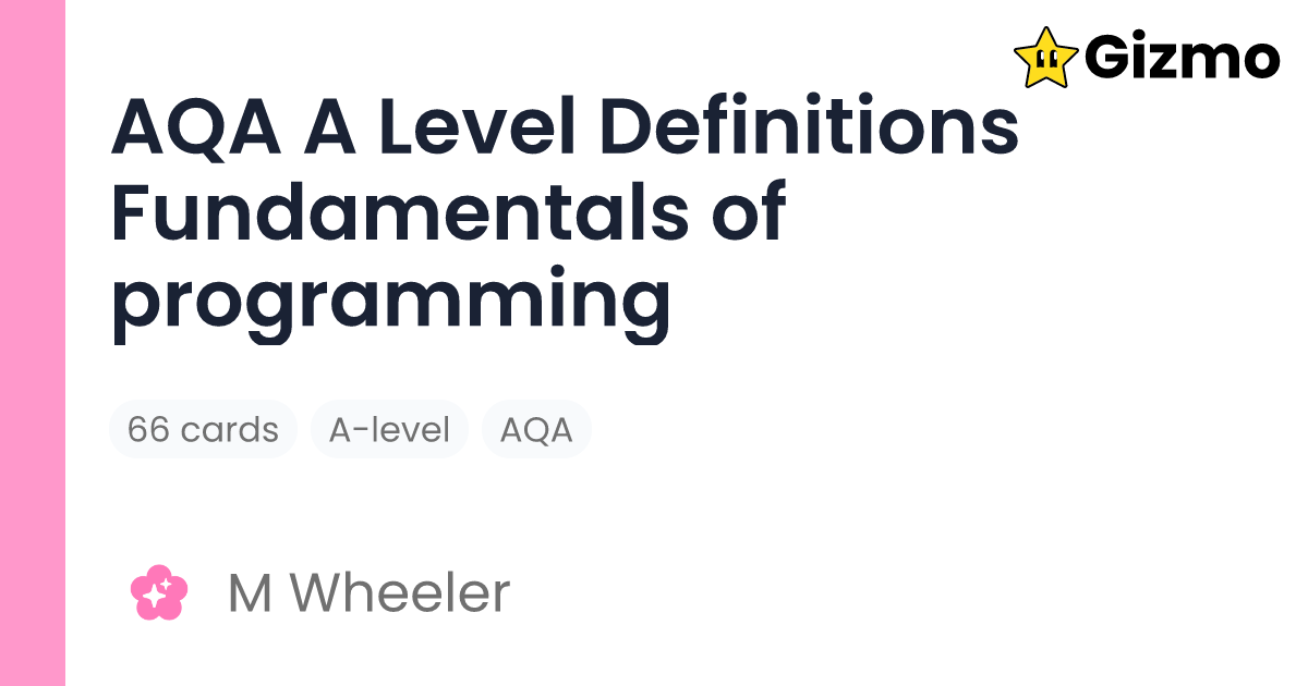Aqa a Level Definitions Fundamentals Of Programming | Flashcards