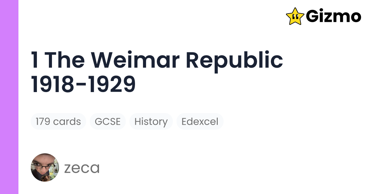 1 the Weimar Republic 1918-1929 | Flashcards