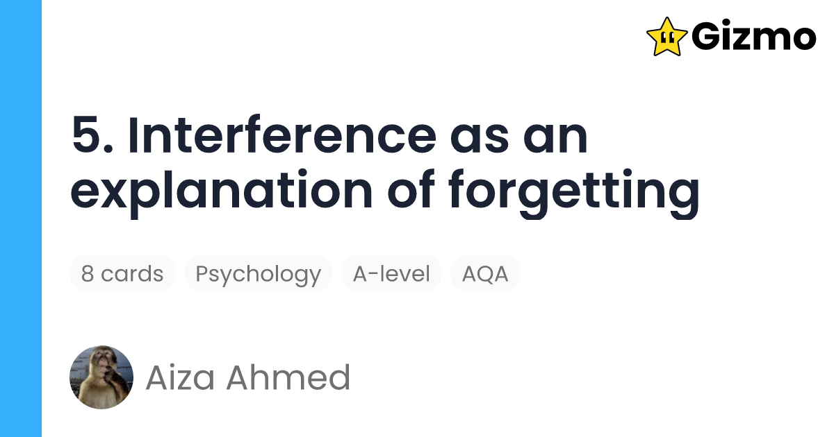 5. Interference As an Explanation Of Forgetting | Flashcards