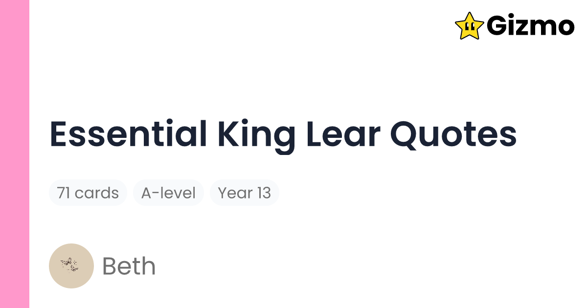 Essential King Lear Quotes | Flashcards