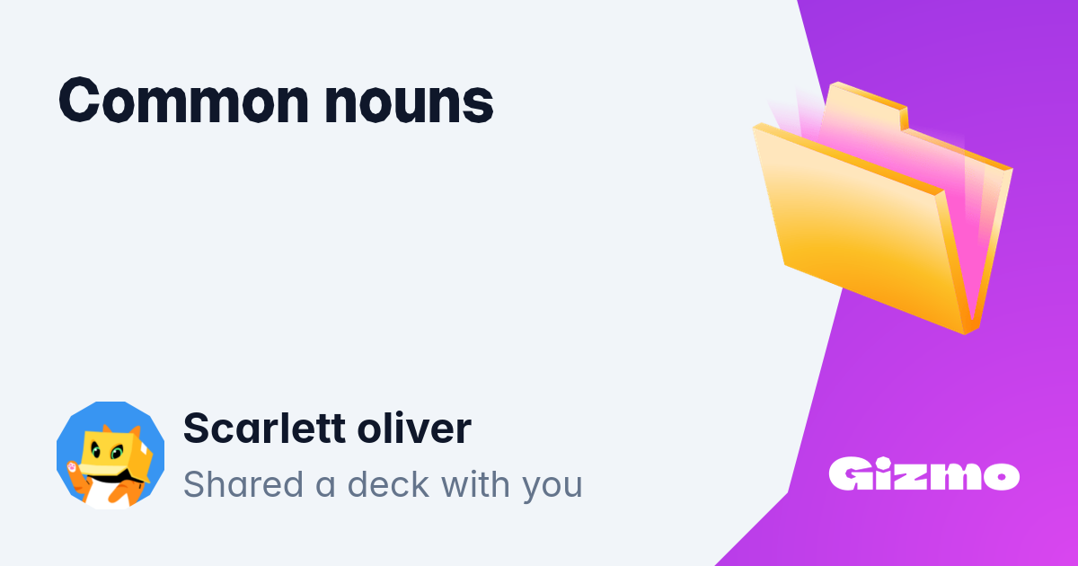 Common Nouns | Flashcards