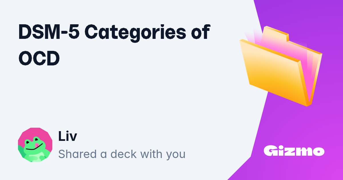 Dsm-5 Categories Of Ocd | Flashcards