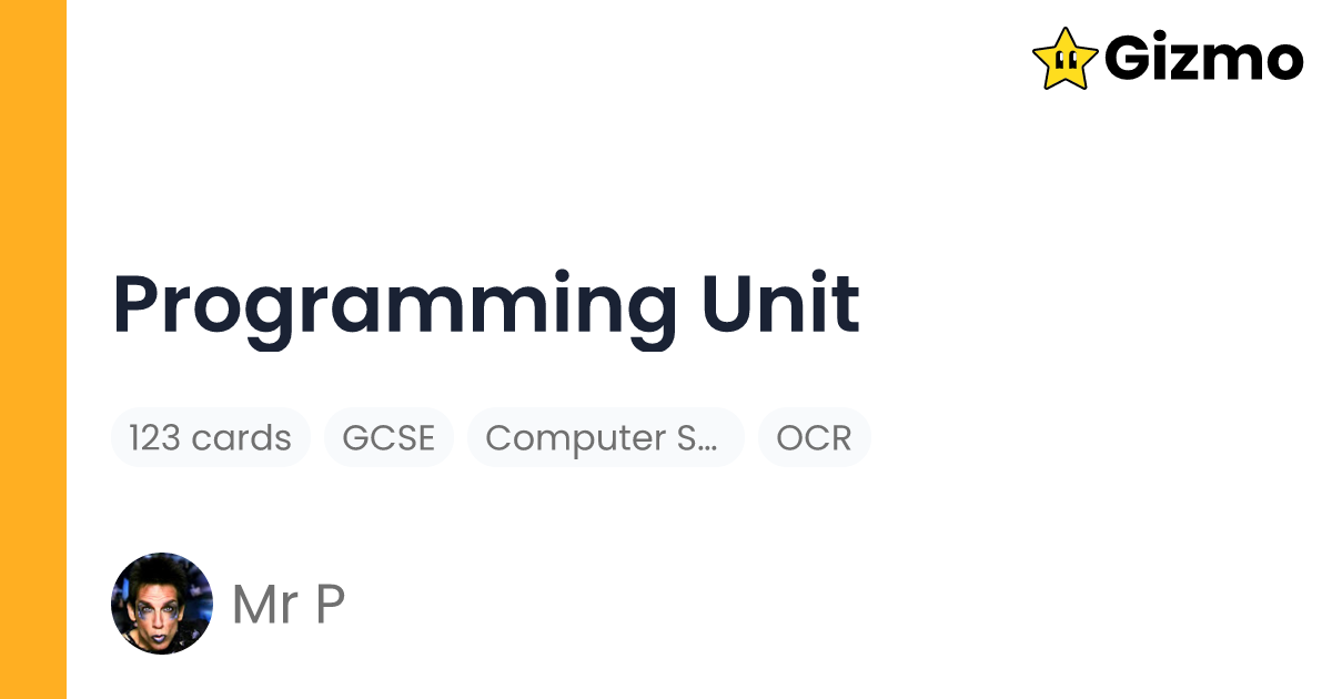 Programming Unit | Flashcards