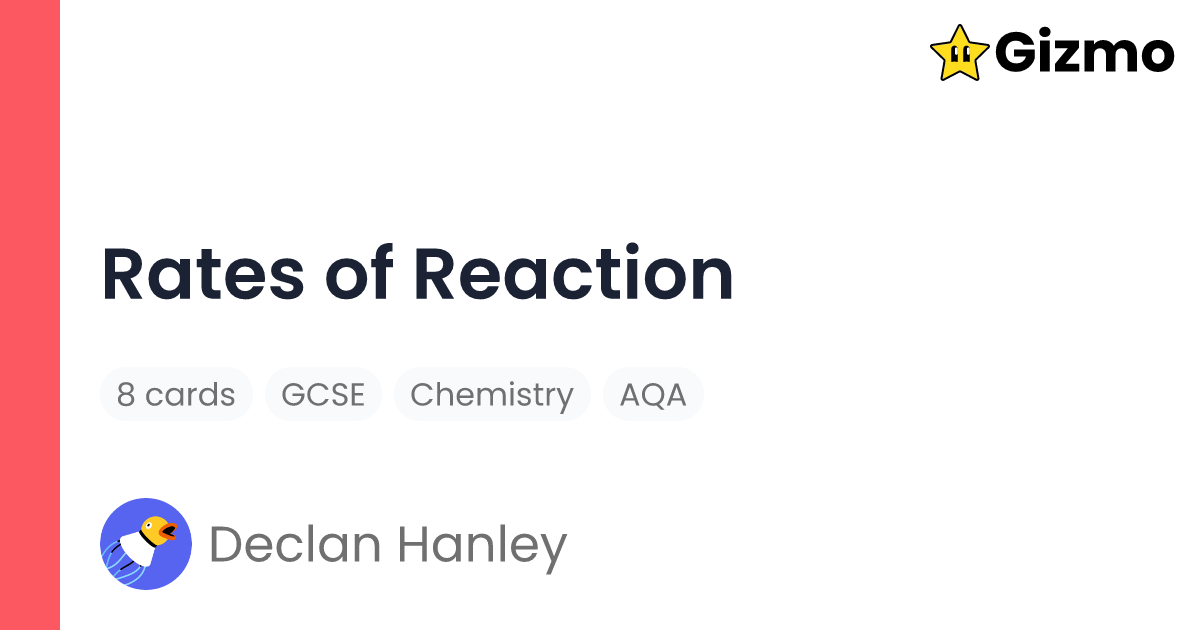 Rates Of Reaction | Flashcards