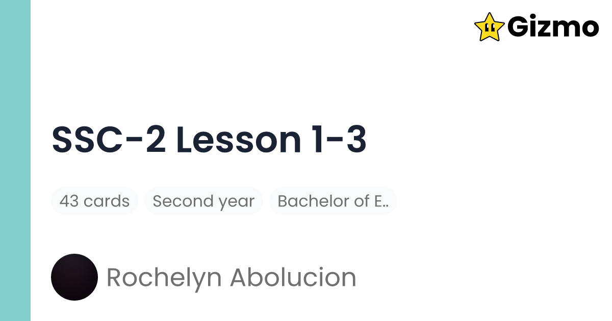Ssc-2 Lesson 1-3 | Flashcards