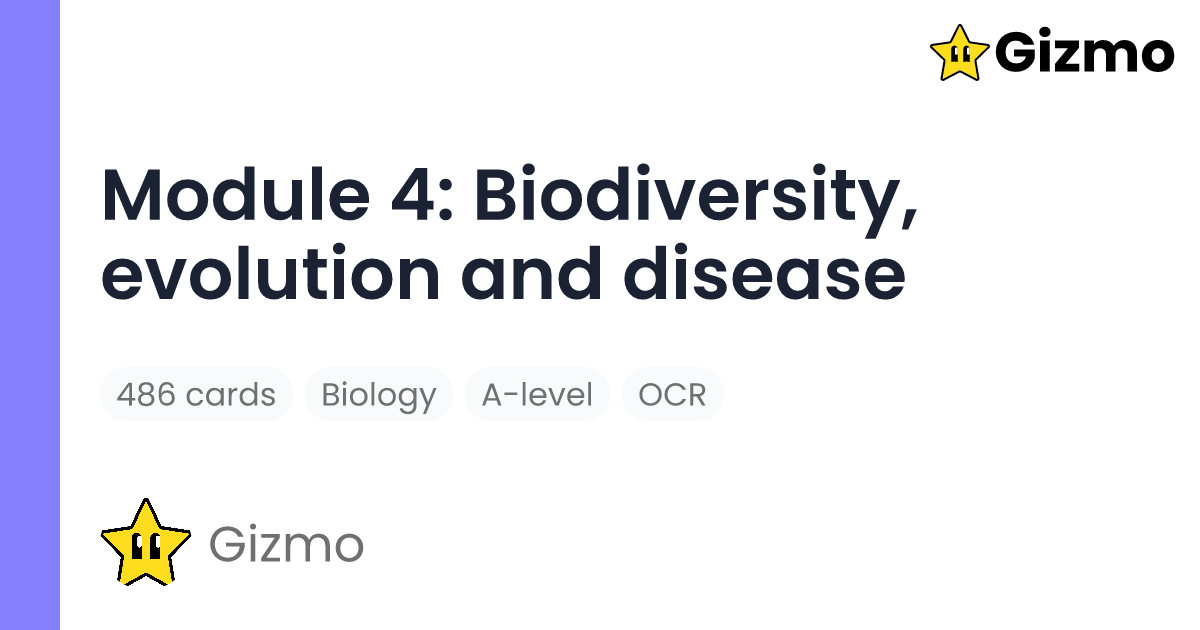 Module 4: Biodiversity, Evolution and Disease | Flashcards