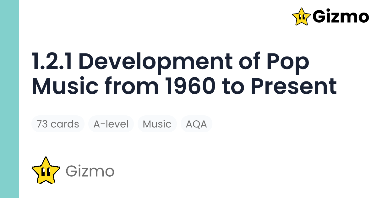 1.2.1 Development Of Pop Music from 1960 to Present | Flashcards