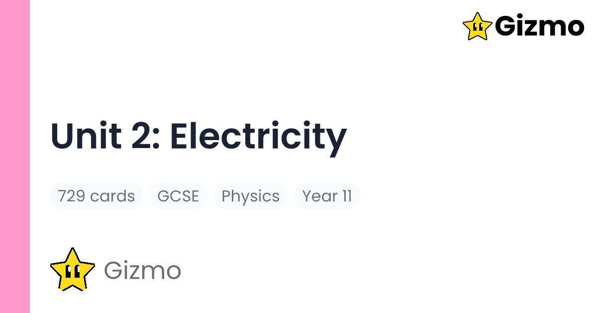 Unit 2: Electricity | Flashcards