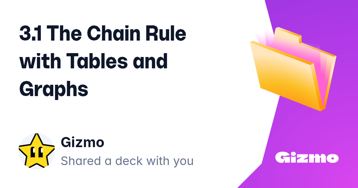 3.1 the Chain Rule with Tables and Graphs | Flashcards