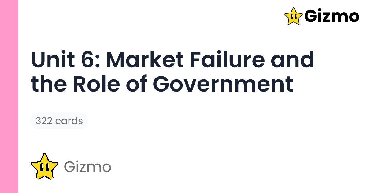 Unit 6: Market Failure and the Role Of Government | Flashcards