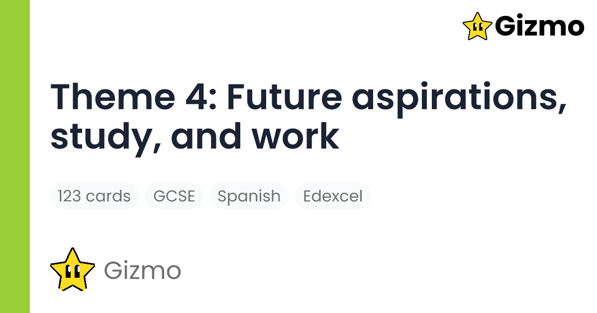 Theme 4: Future Aspirations, Study, and Work | Flashcards