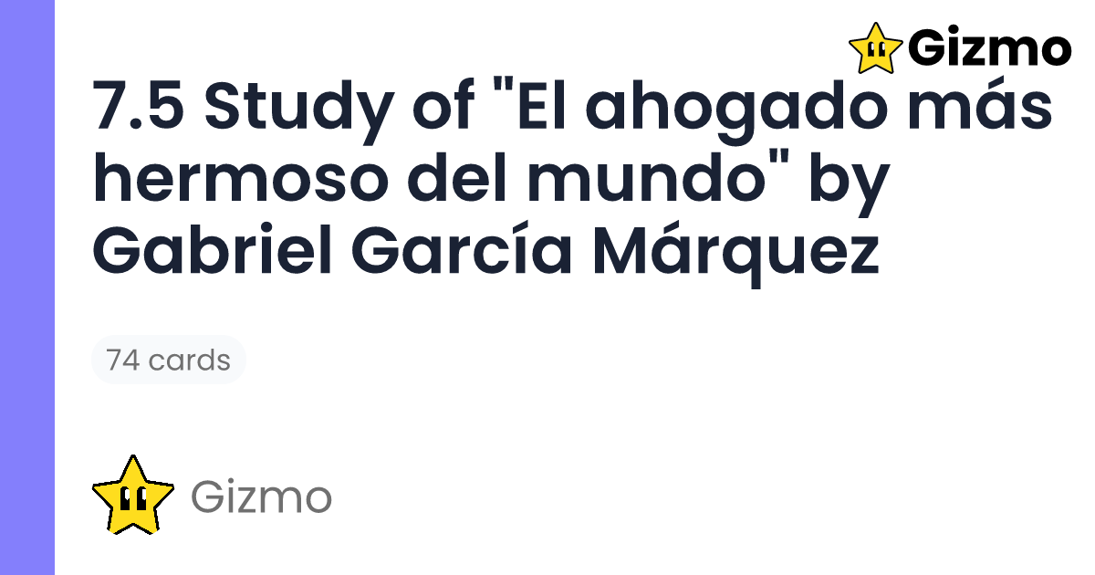 7.5 Study Of "el Ahogado Más Hermoso Del Mundo" by Gabriel García ...