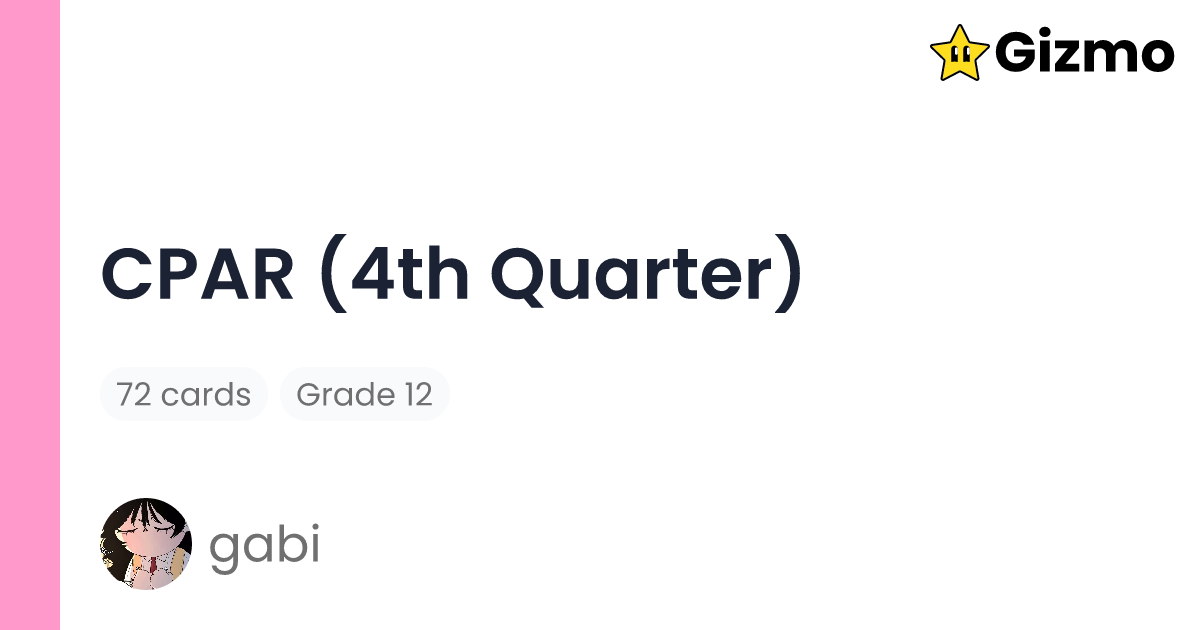 Cpar (4th Quarter) | Flashcards