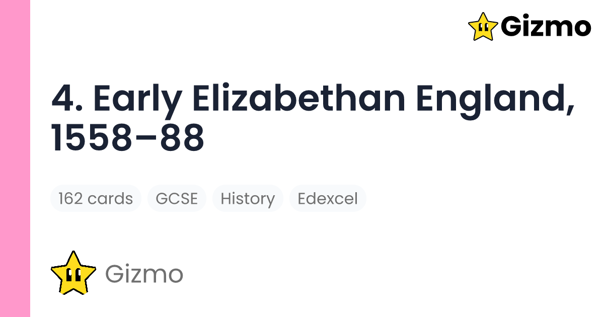 4. Early Elizabethan England, 1558–88 | Flashcards