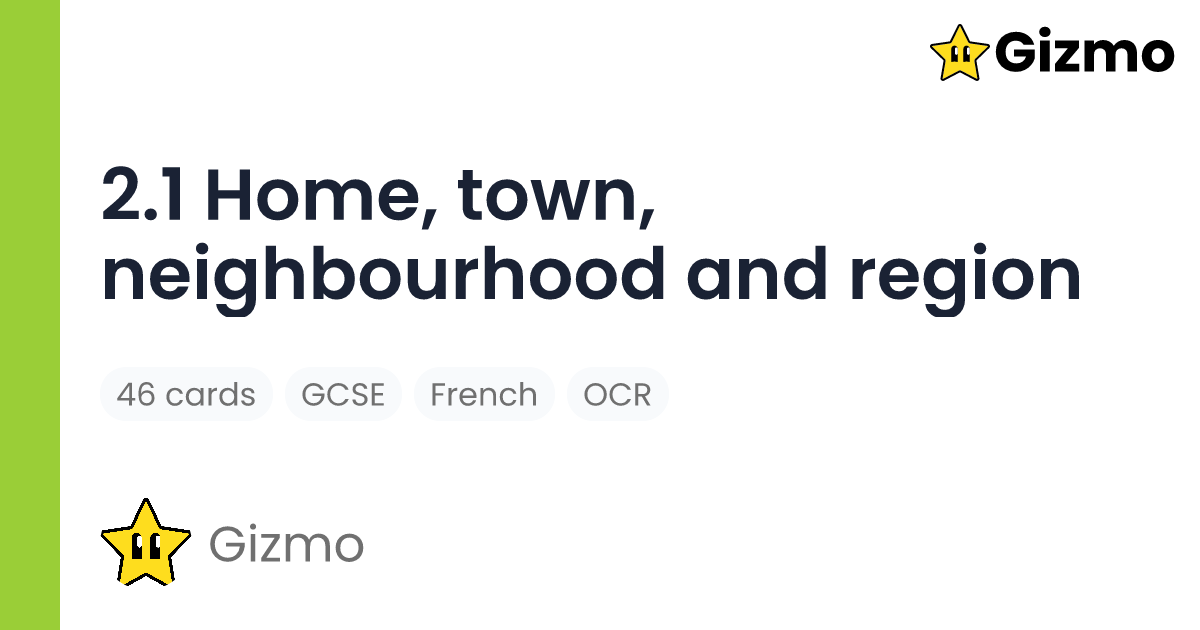 2.1 Home, Town, Neighbourhood and Region | Flashcards
