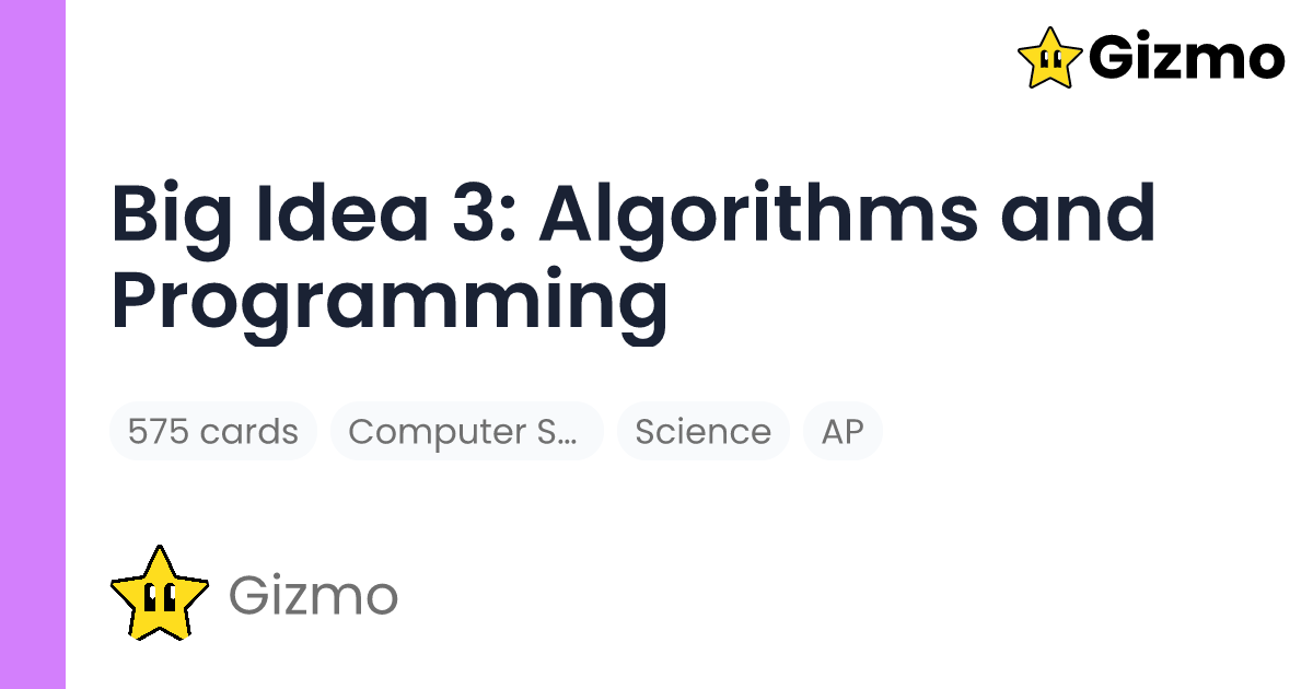 Big Idea 3: Algorithms and Programming | Flashcards
