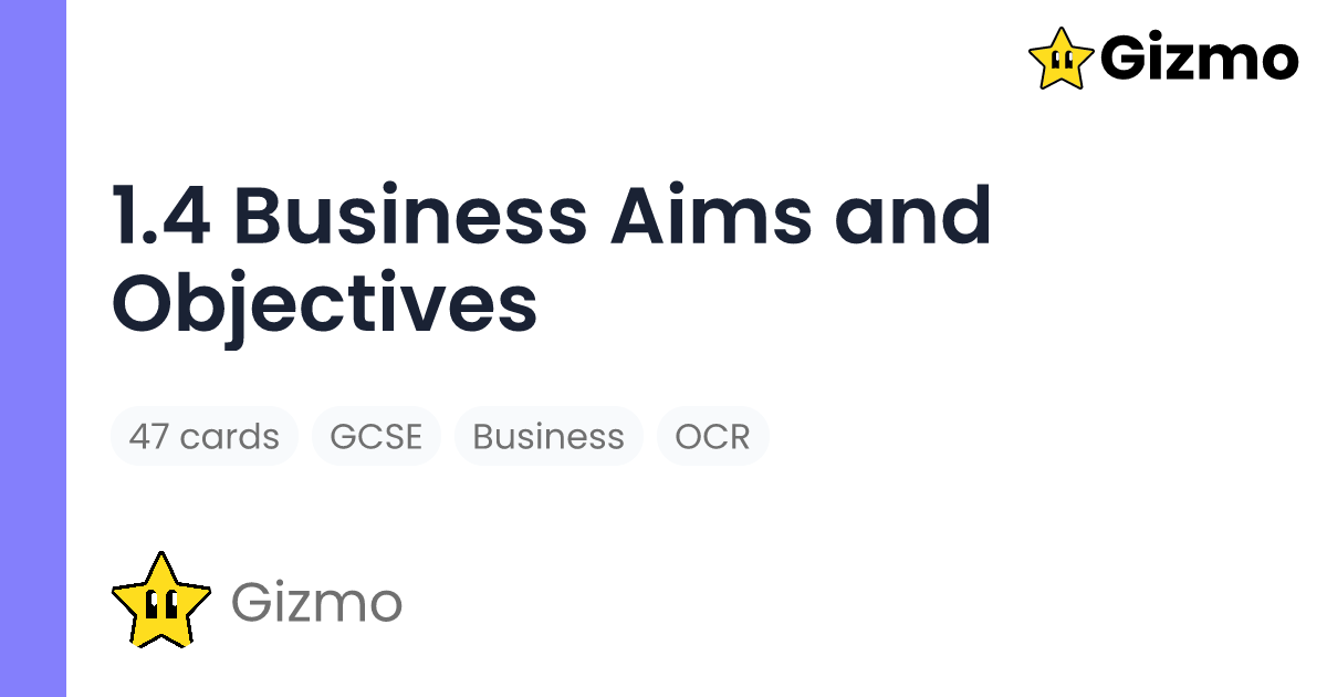 1.4 Business Aims and Objectives | Flashcards