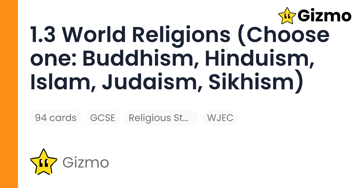1.3 World Religions (choose One: Buddhism, Hinduism, Islam, Judaism ...