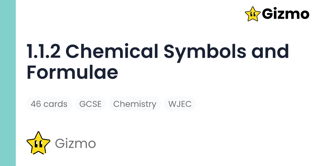 1.1.2 Chemical Symbols and Formulae | Flashcards