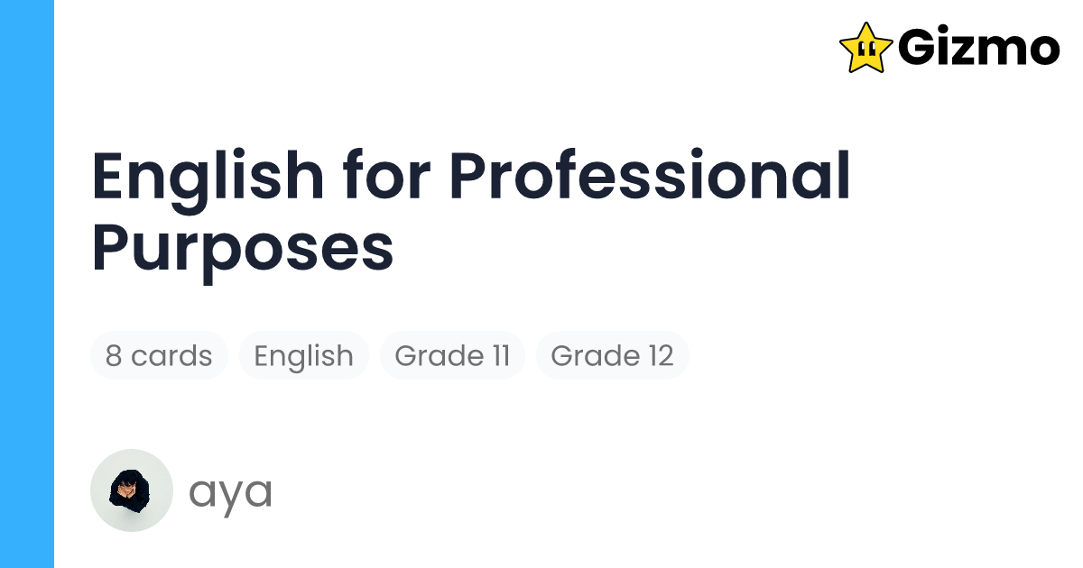 English for Professional Purposes | Flashcards