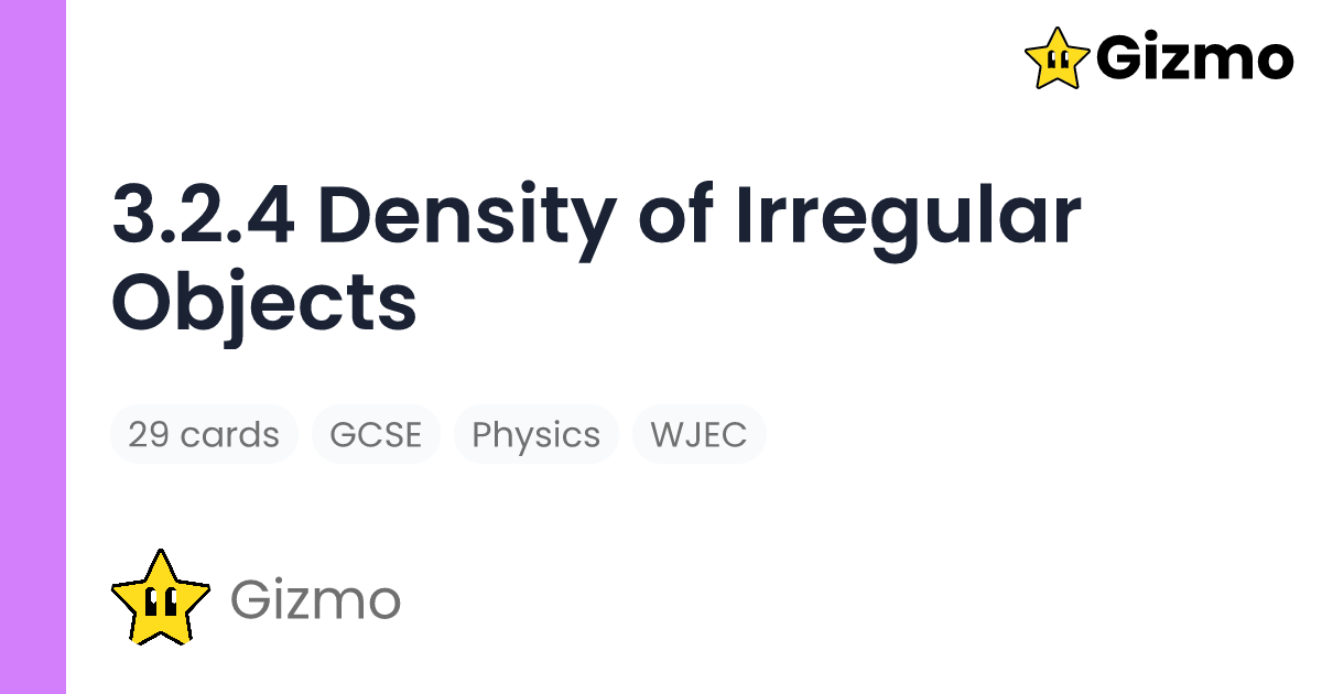 3.2.4 Density Of Irregular Objects | Flashcards