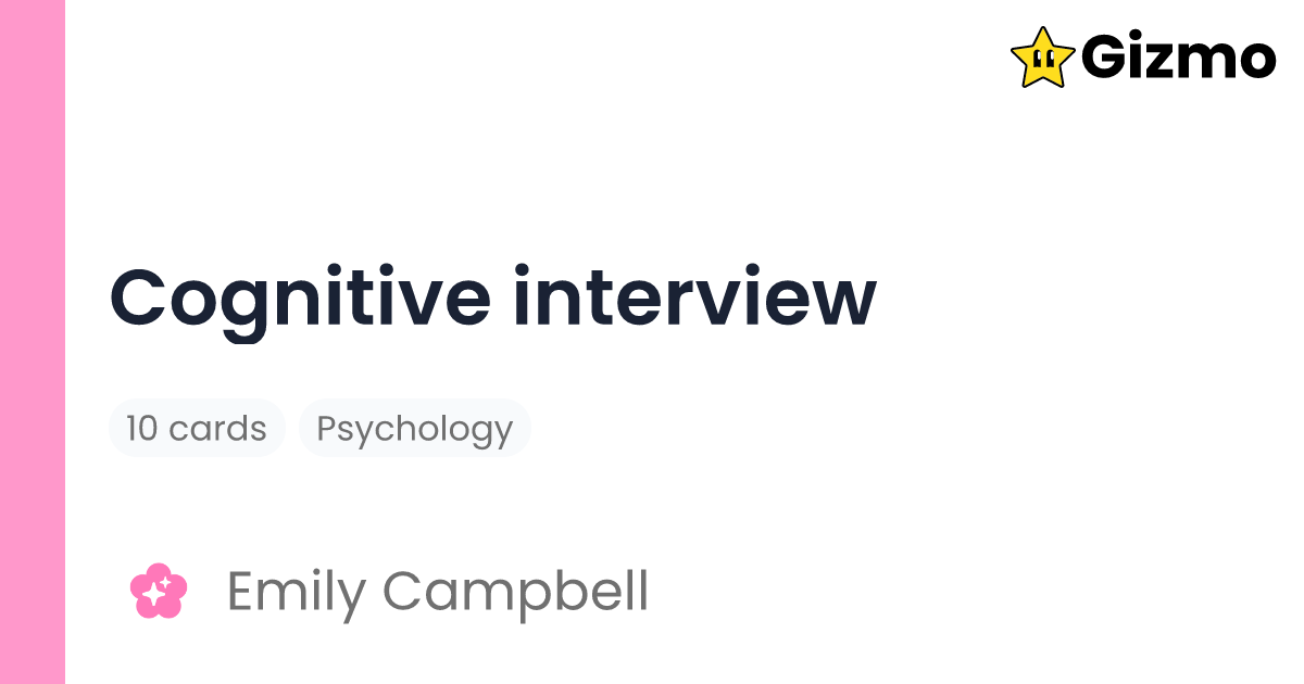 Cognitive Interview | Flashcards