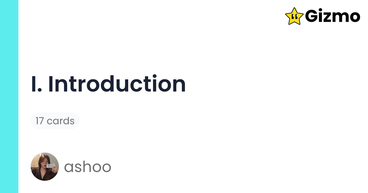 I. Introduction | Flashcards